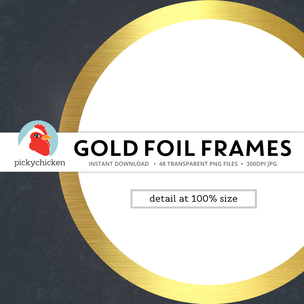 Gold Digital Frames - Faux Gold Foil Frames, Gold Digital Labels, Gold ...
