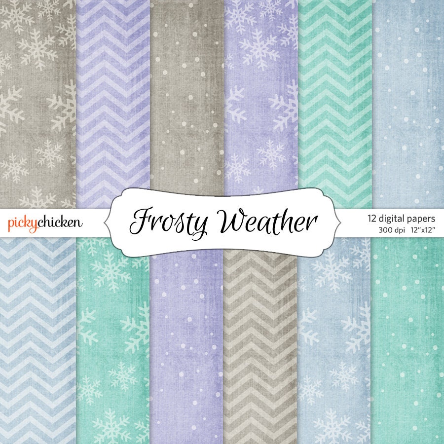 Christmas Digital Paper Frosty Weather Winter Snow Chevron - Etsy