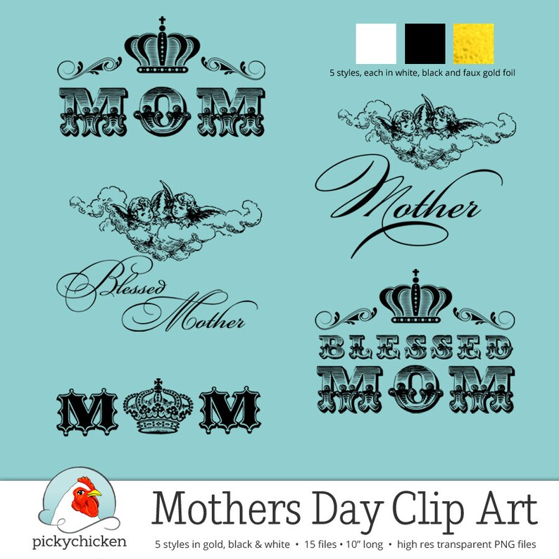 Mother's Day Clip Art Crowns Angels Blessed Mother | Etsy