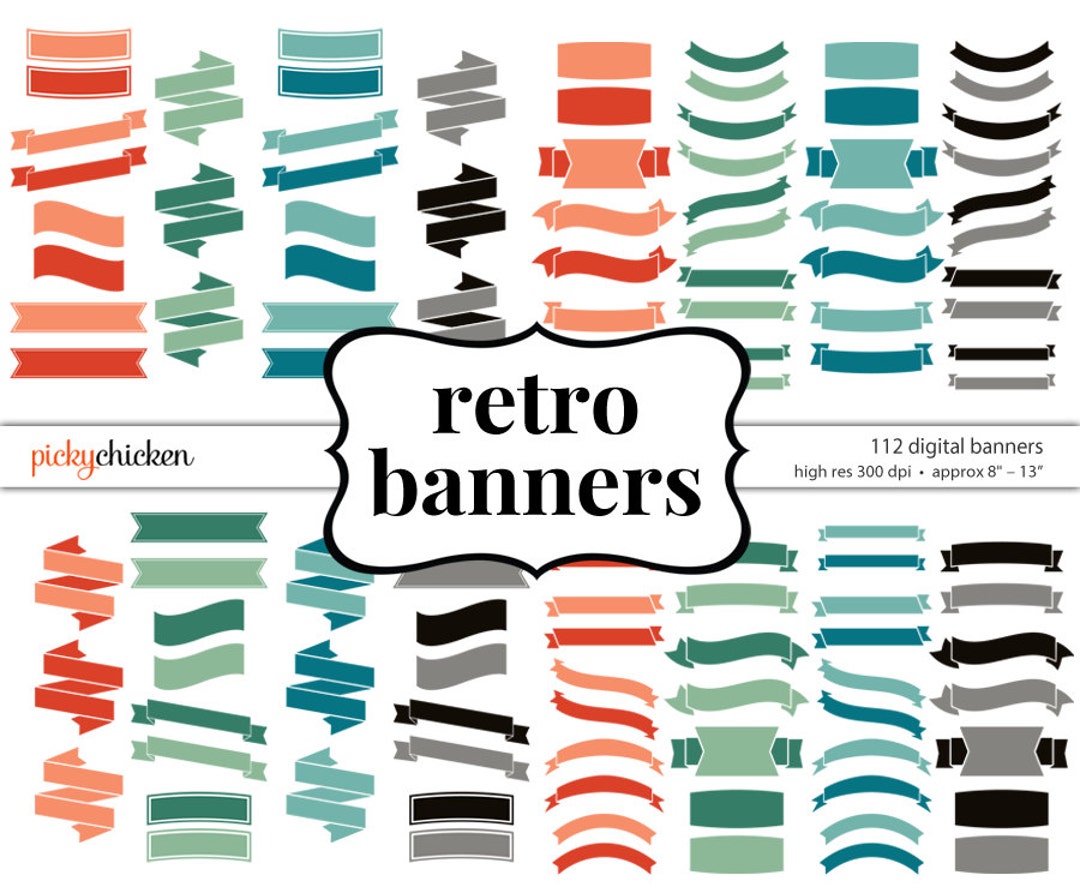 Retro Digital Banners - 112 Retro Colors Digital Banners Tags Clip Art ...