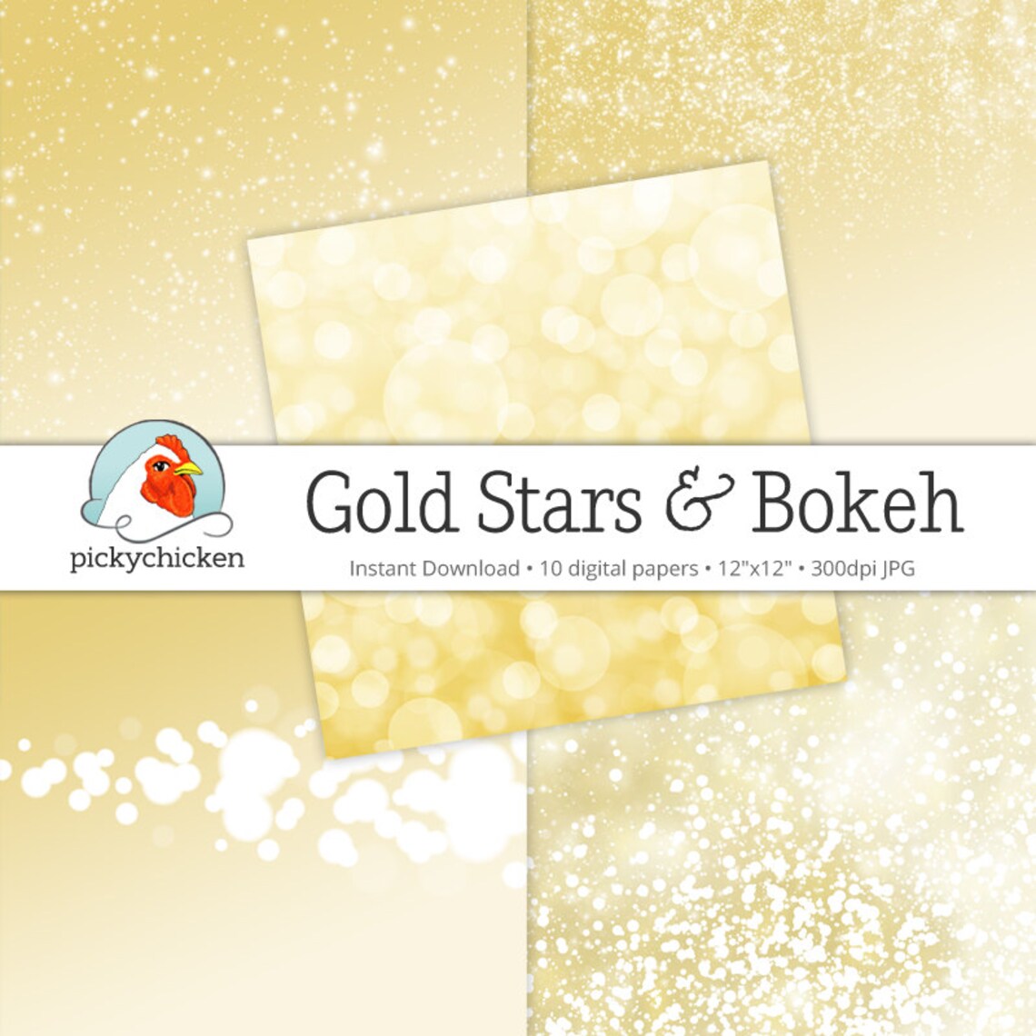 Gold Bokeh Stars Digital Paper Bokeh Lights & Gold Stars | Etsy