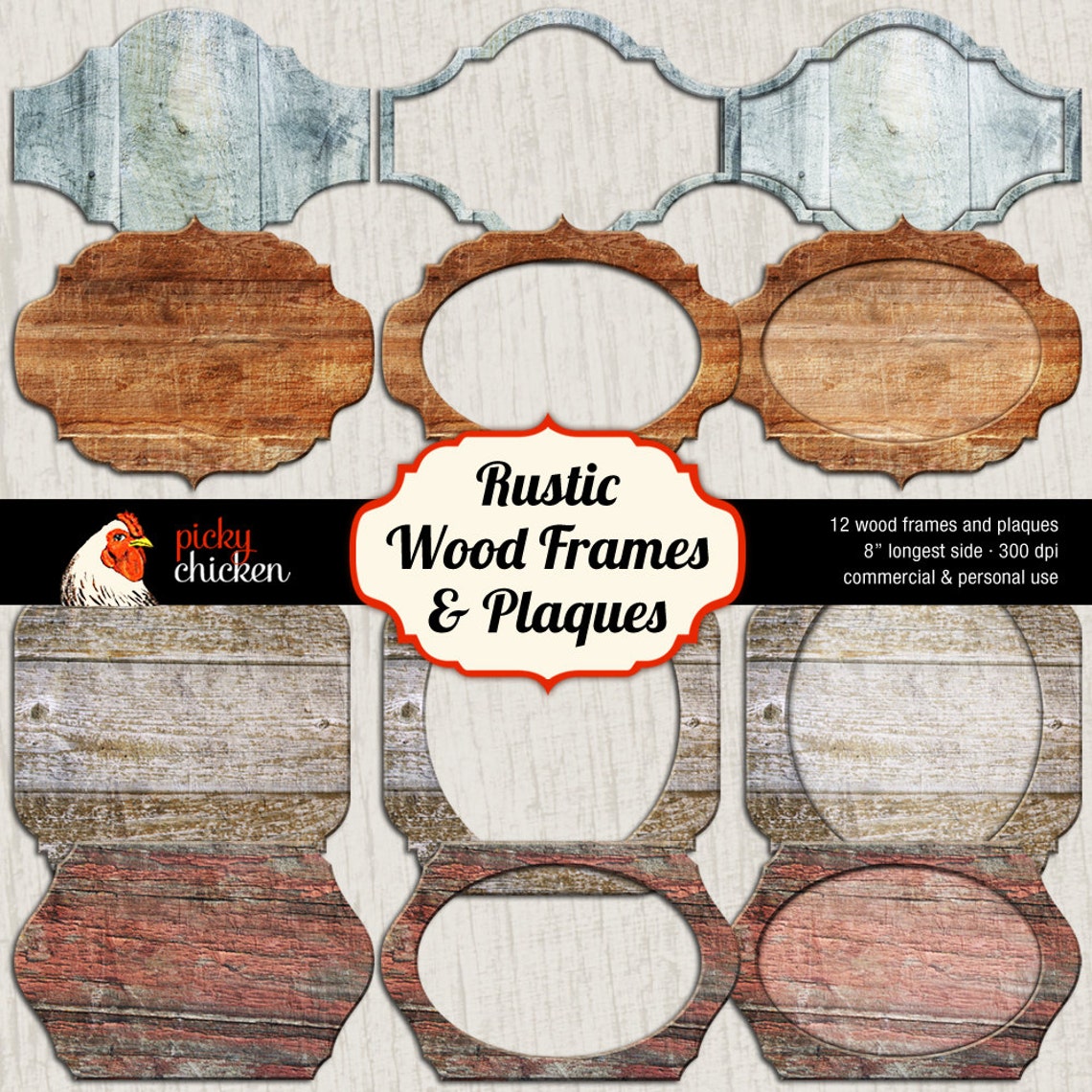 Wood Frames & Plaques - Digital Rustic Country Woodgrain Frames Wood ...