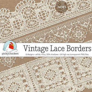 Digital Vintage Lace Borders - White Lace Borders, Ivory Lace Borders ...