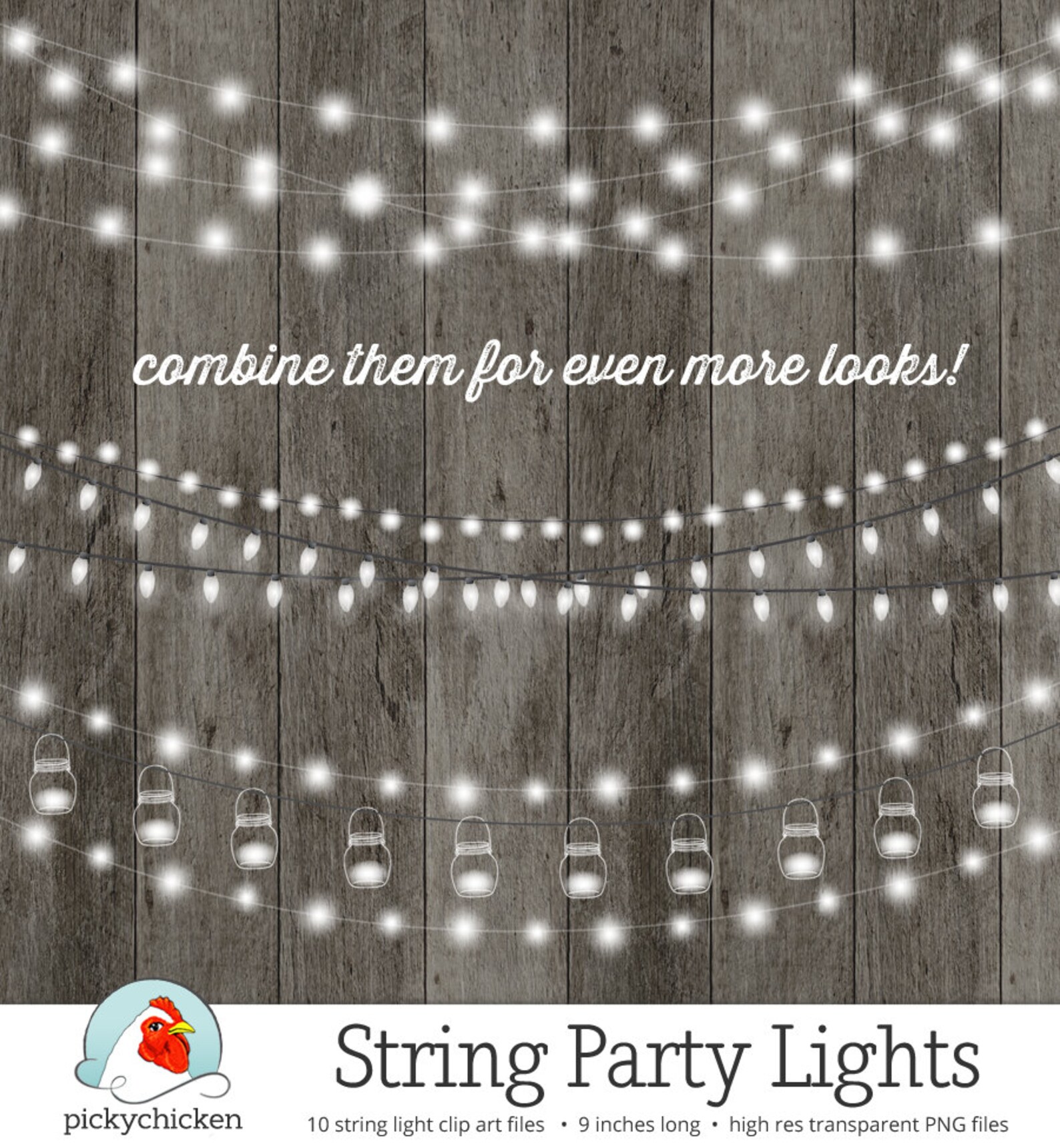 String Lights Clipart, Fairy Lights, Chalkboard Party Lights, Wedding ...