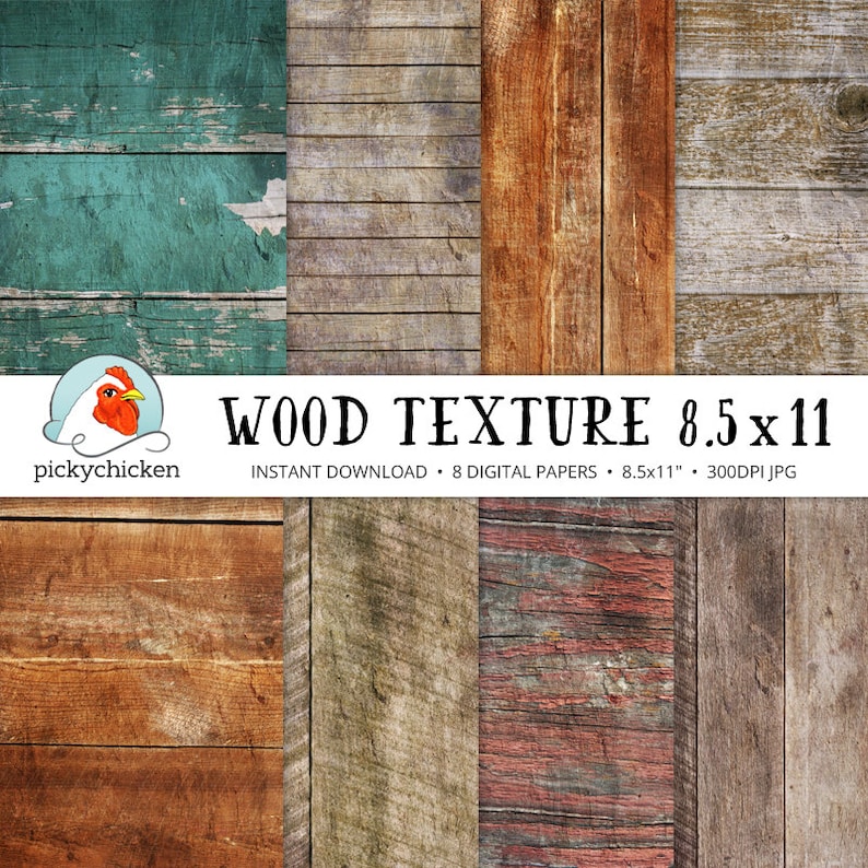 Wood Digital Paper Letter 8.5x11 A4 Rustic Woodgrain Background ...