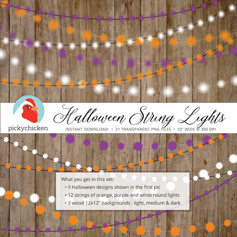 Halloween String Lights Clipart Fairy Lights Party Lights - Etsy