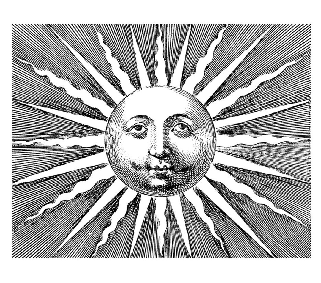 Vintage Sun With Face - 8x10 Digital INSTANT DOWNLOAD Printable Image ...