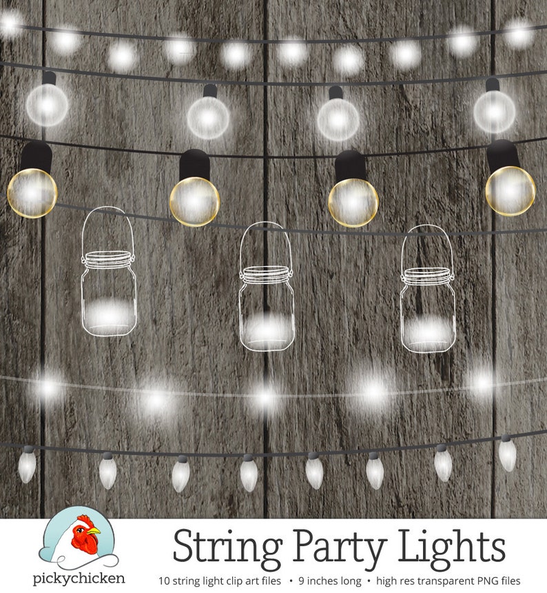 String Lights Clipart, Fairy Lights, Chalkboard Party Lights, Wedding ...