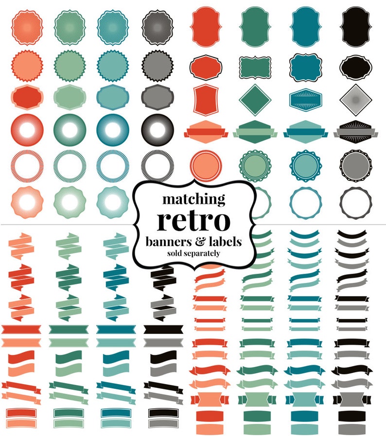 Retro Digital Paper Chevrons Polka Dots Vintage Patterns Mid - Etsy