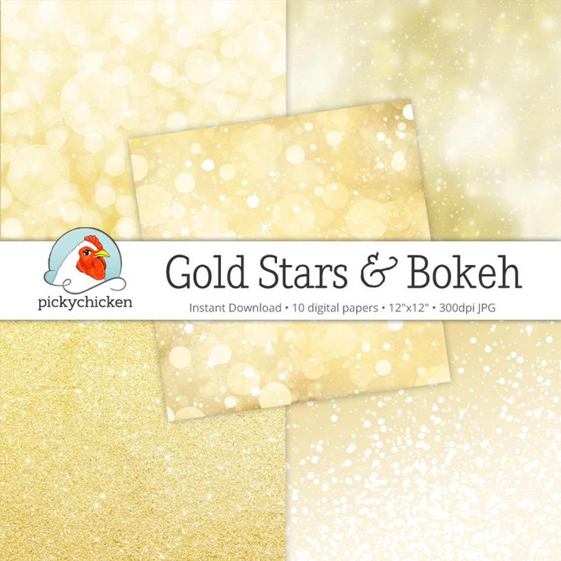 Gold Bokeh Stars Digital Paper Bokeh Lights & Gold Stars - Etsy