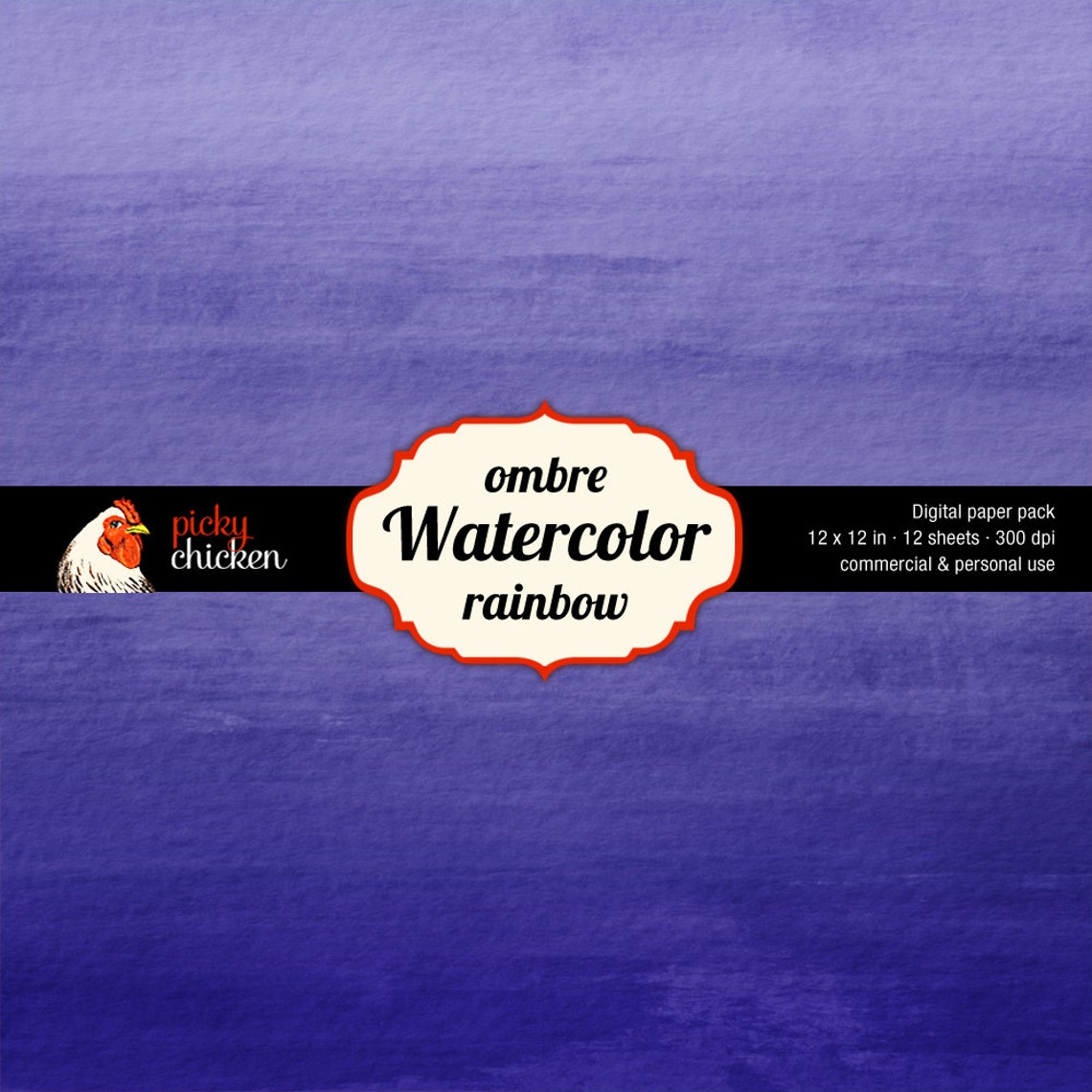 Watercolor Ombre Digital Paper Rainbow Colors Dip Dye | Etsy