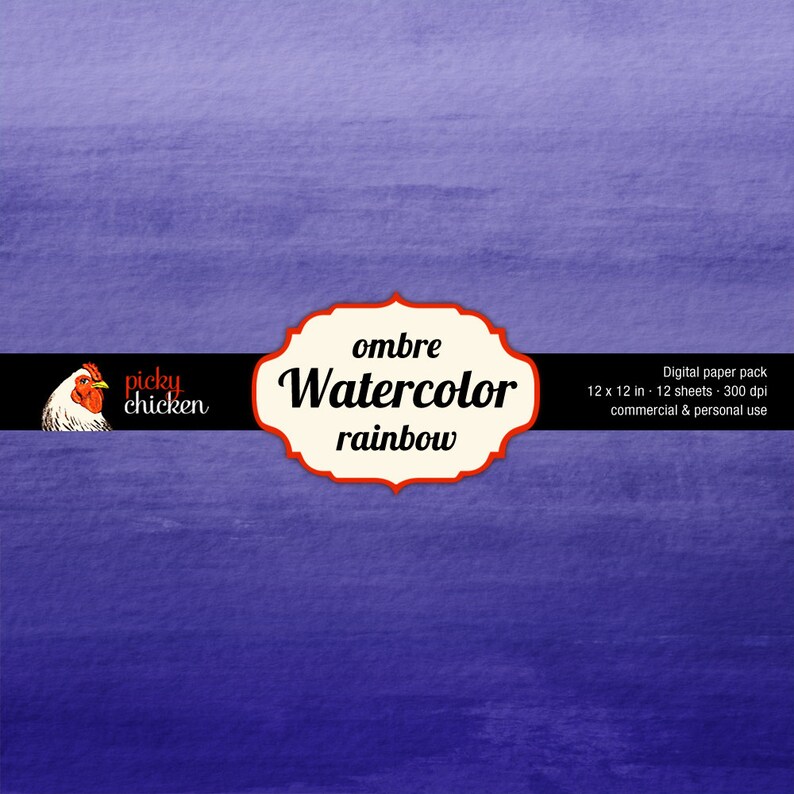 Watercolor Ombre Digital Paper Rainbow Colors Dip Dye | Etsy