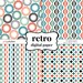 Retro Digital Paper - Chevrons Polka Dots Vintage Patterns Mid Century ...