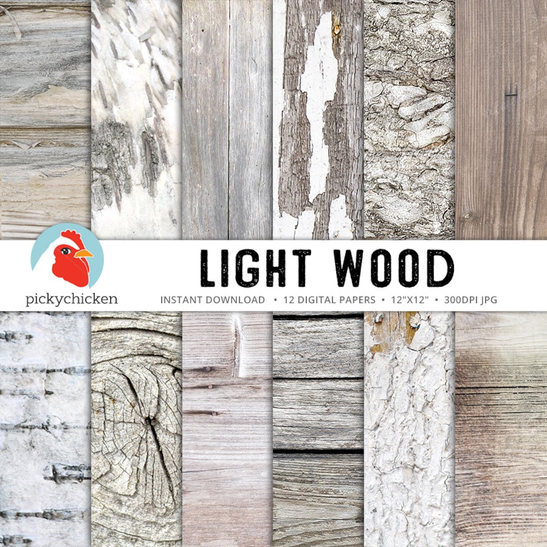 Wood Digital Paper, Light Wood, Birch Bark, Whitewashed, Painted Wood ...