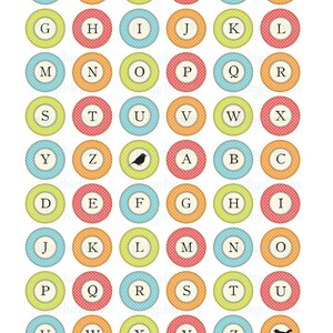 Polka Dot Alphabet Initials - 1 Inch Circles 25mm - Orange Rose Lime ...