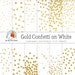 Gold Confetti on White Digital Paper - Faux Gold Foil Wedding ...