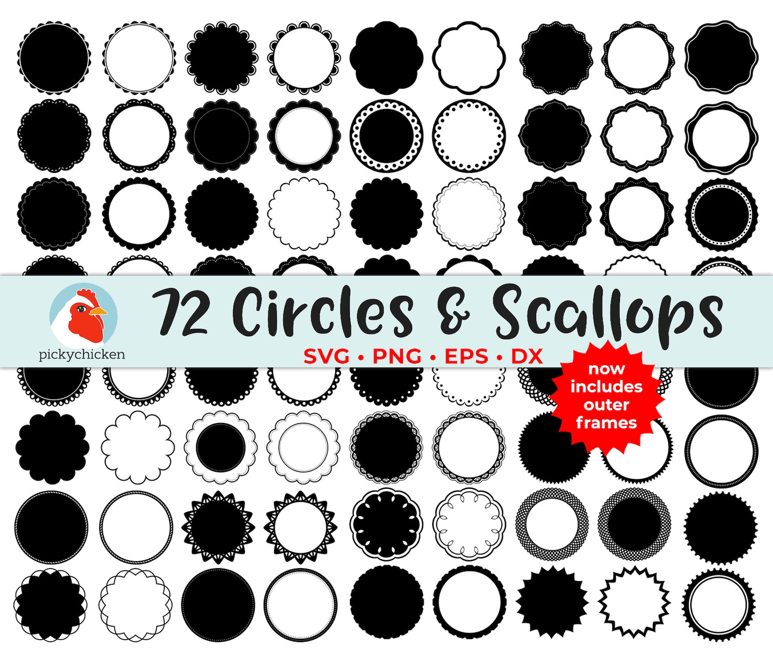 Frame SVG Circles 72 DXF PNG Eps Cut Files Cricut Clip Art - Etsy