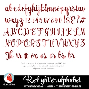 Red Glitter Digital Alphabet Download Valentines Christmas PNG Sparkle ...