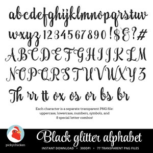 Black Glitter Digital Alphabet PNG Letters - Sparkle, Script ...