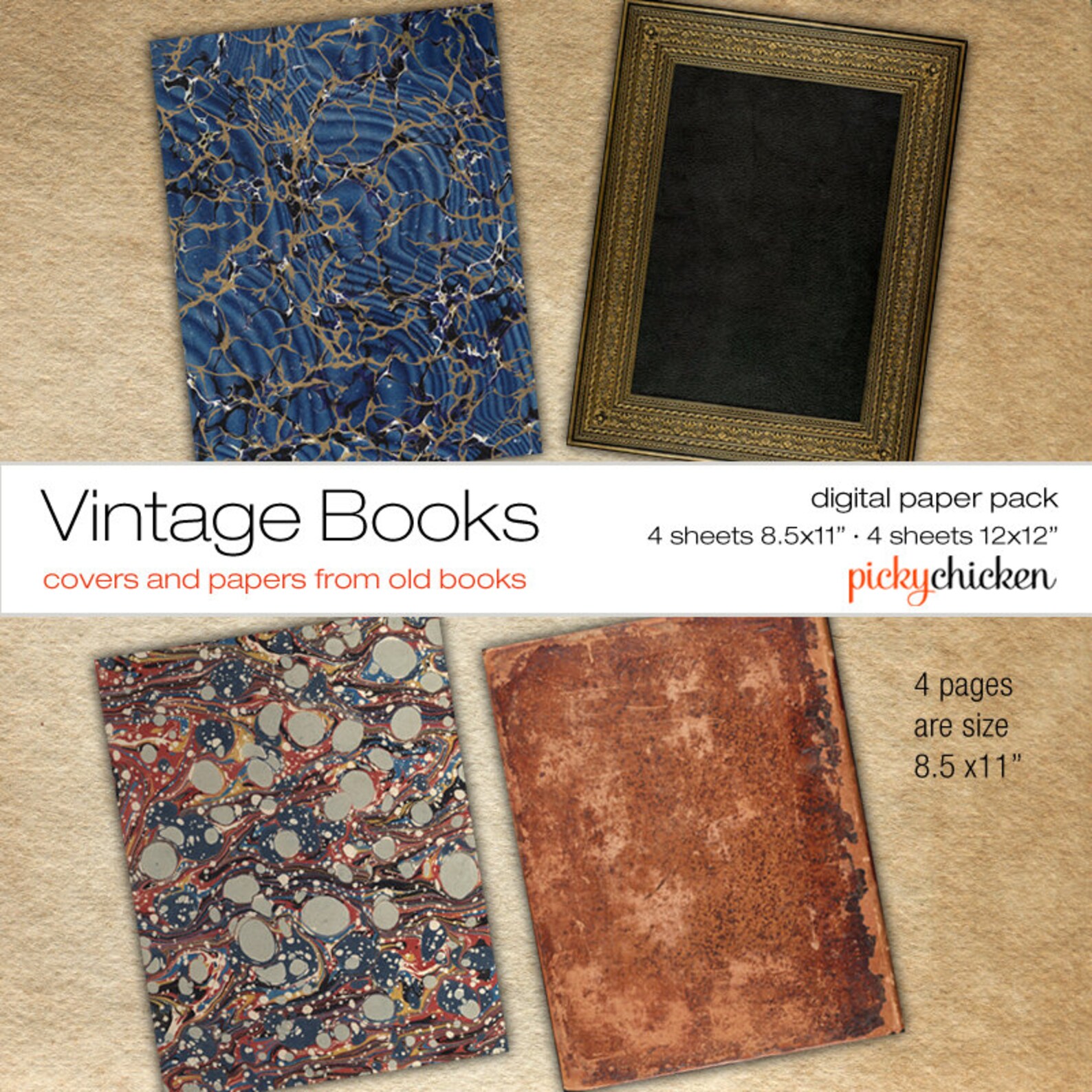 Vintage Books Digital Paper Marbled Paper Literary Theme - Etsy