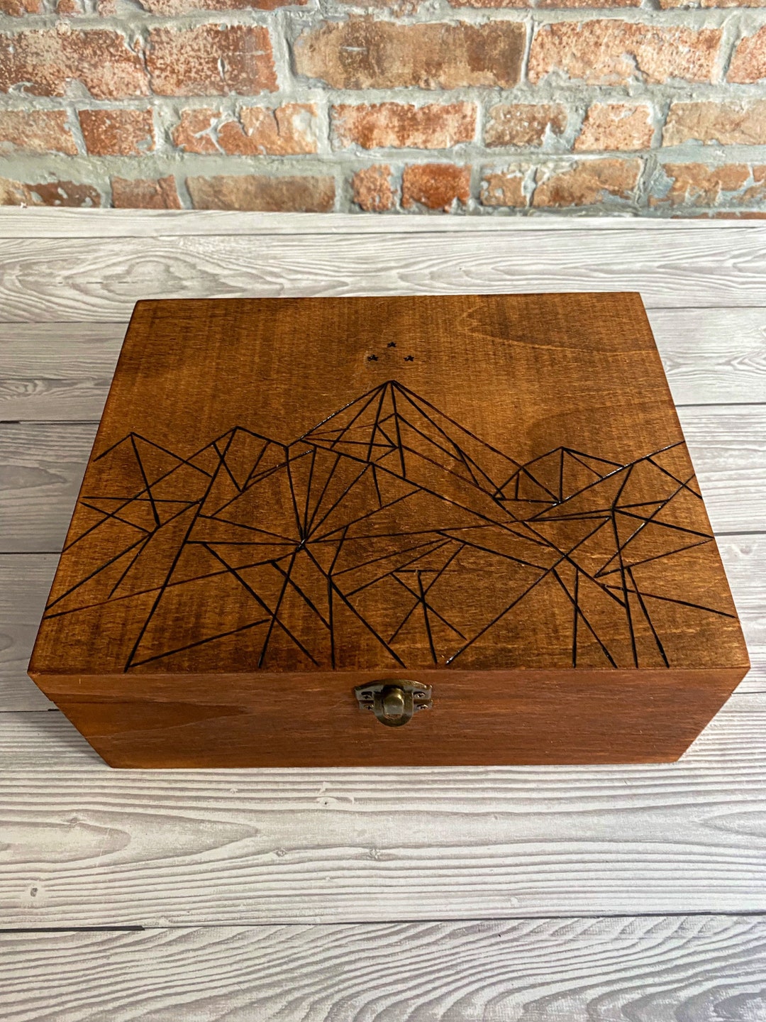 Night Court Symbol Wooden Box - Hand-burnt - Mountains and Stars A ...