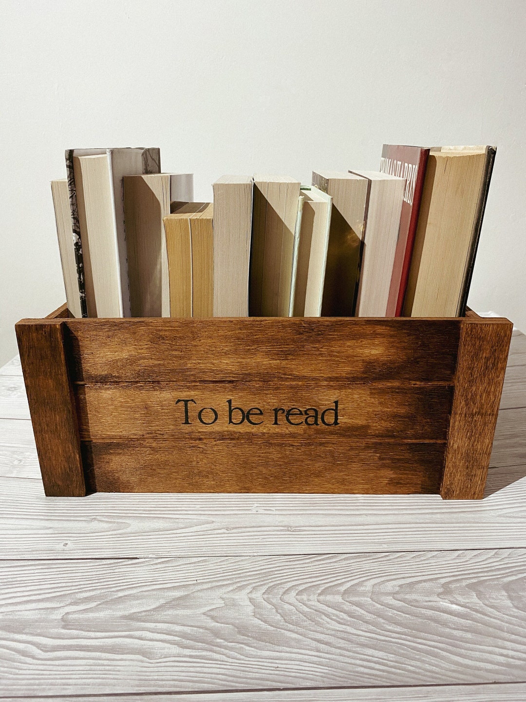 To Be Read Wooden Crate - Hand Painted Wood Box Storage for Books ...