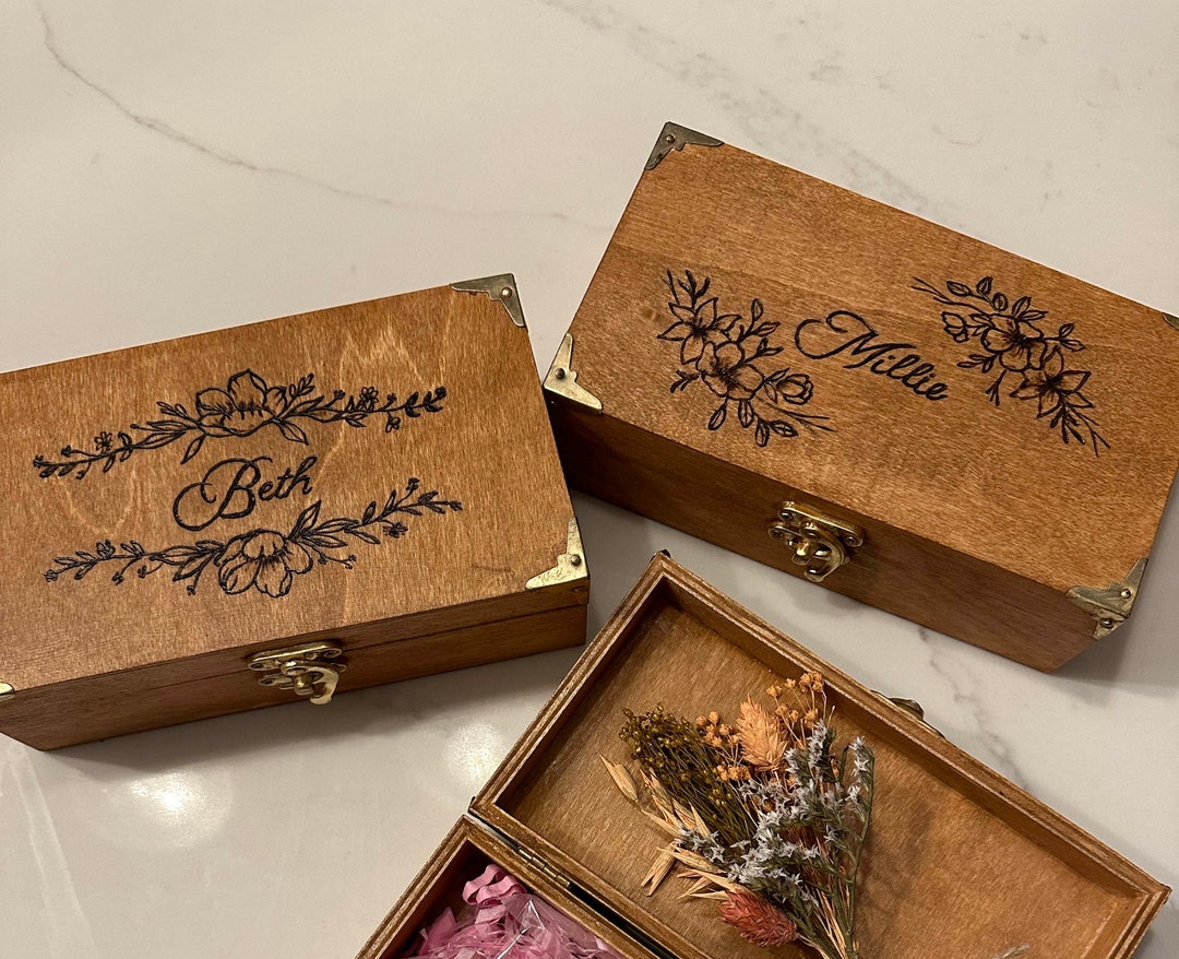 Personalised Name Boxes With Wildflower Designs - Bridesmaid Proposal ...