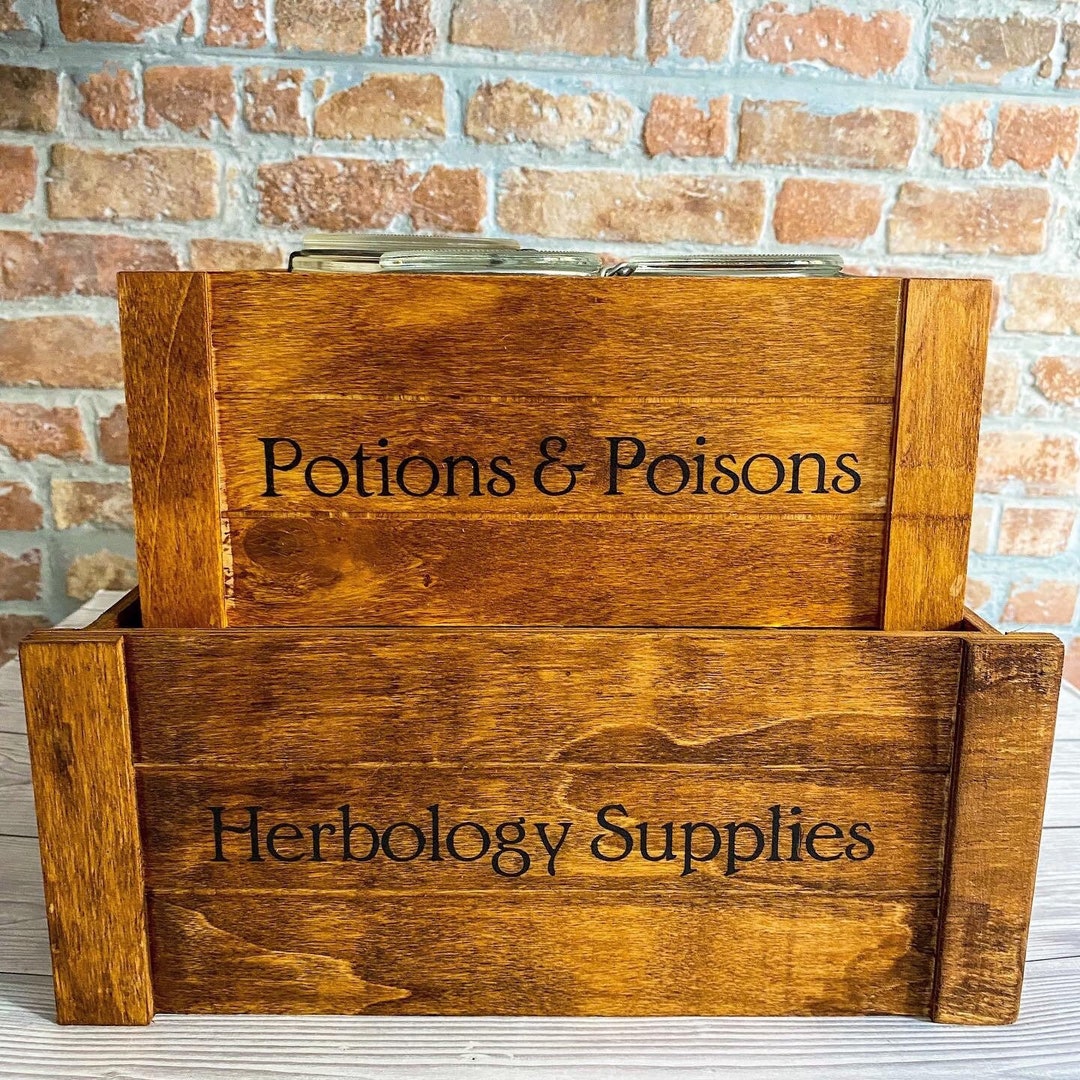 Magic Storage Crates - Hand Painted Wood Box Spell Books Herbology ...