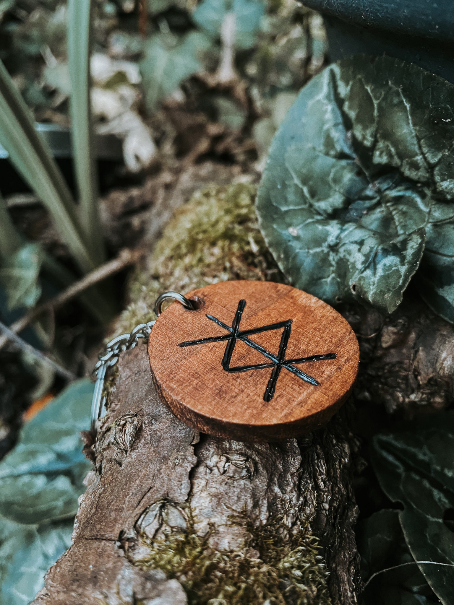 Nordic Rune Keyring – Hand Burned Wood Charm for Protection & Luck ...