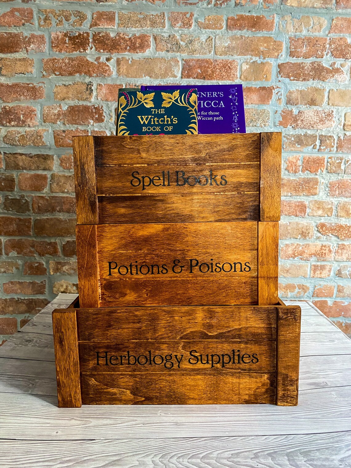 Magic Storage Crates Hand Painted Wood Box Spell Books - Etsy UK