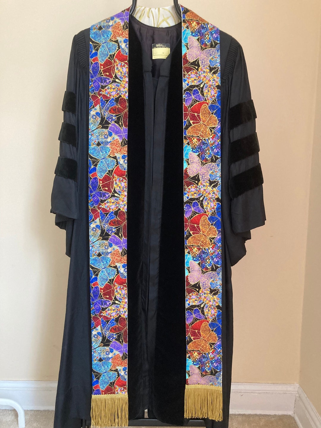 Clergy Stole for Creation: Golden Butterflies, Clergy White Stole With ...