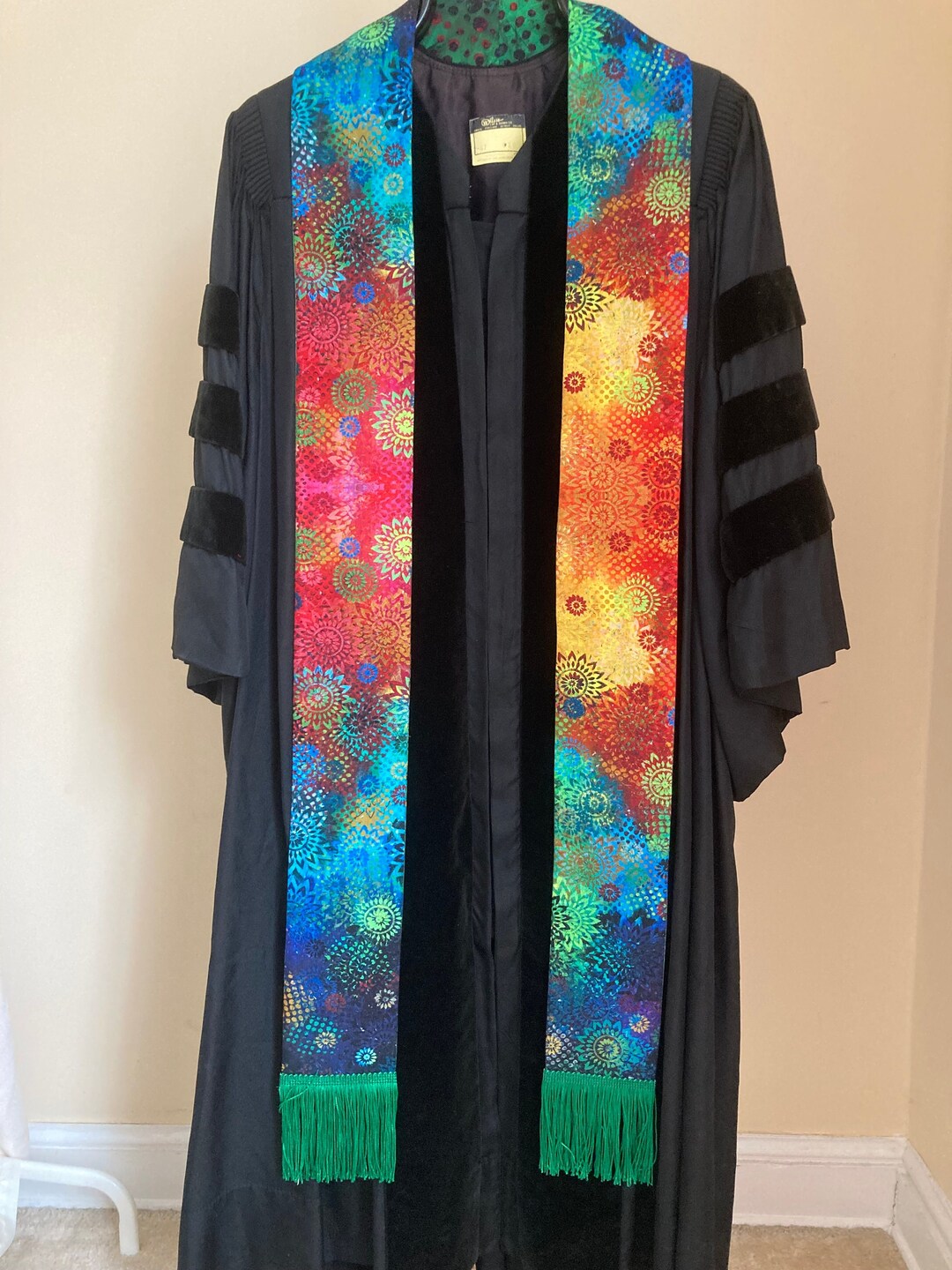 Clergy Rainbow Stole With Mandalas, Clergy Green Stole - Etsy