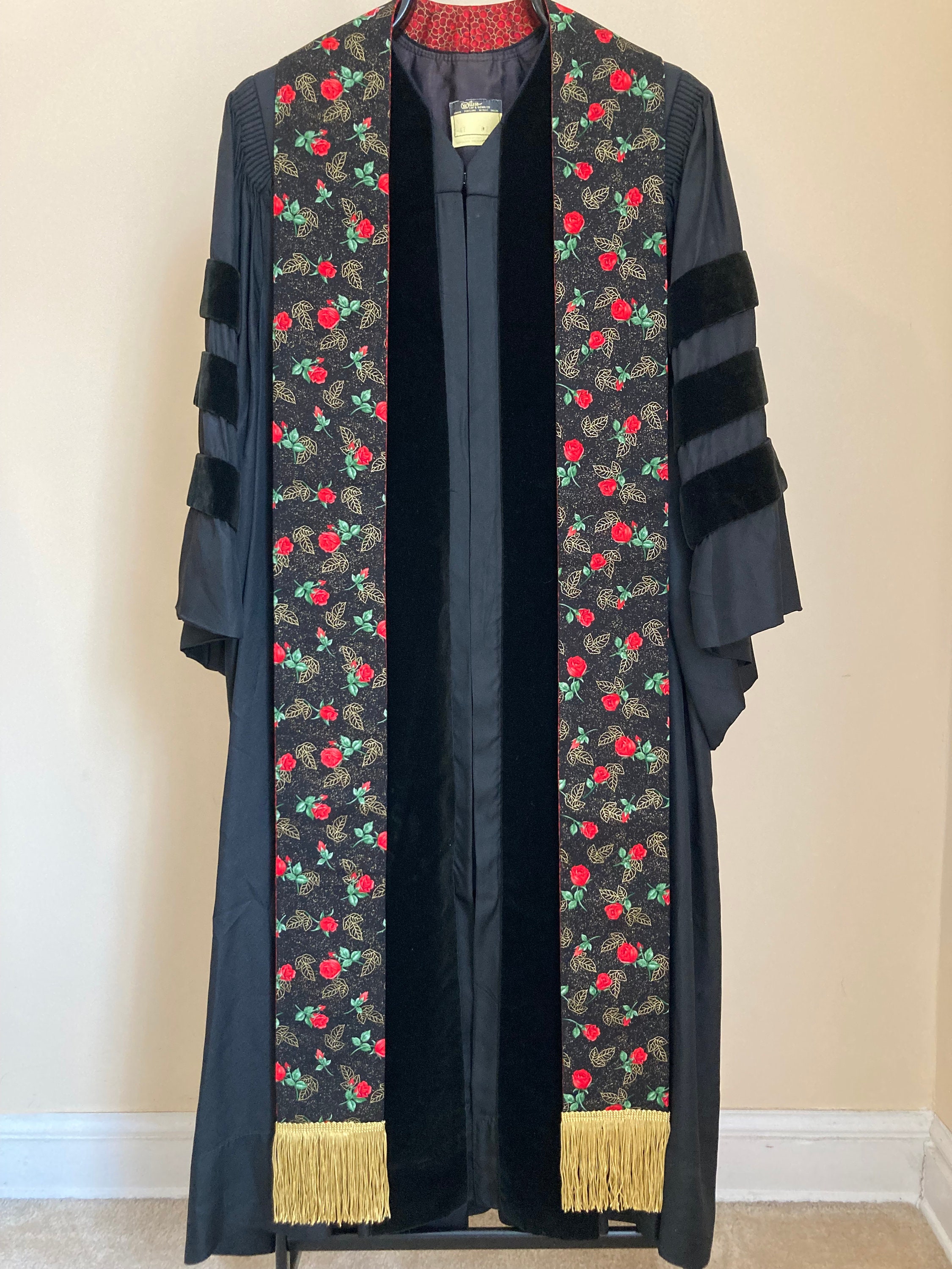 Clergy Red Stole: Gold Pebbles and Red Roses - Etsy