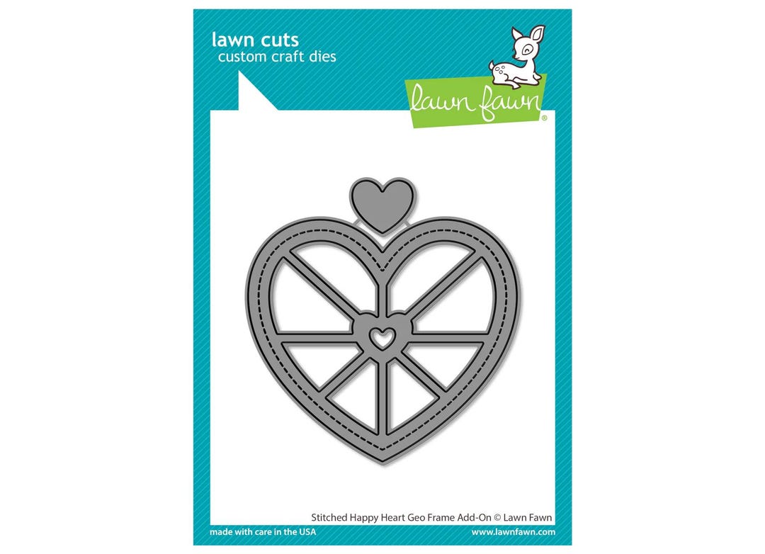 New! Lawn Fawn Stitched Happy Heart GEO FRAME Add-on Lawn Cuts Craft ...