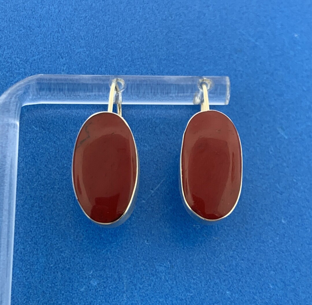 Designer ATI Mexico 925 Sterling Silver Oval Red Jasper Slide - Etsy
