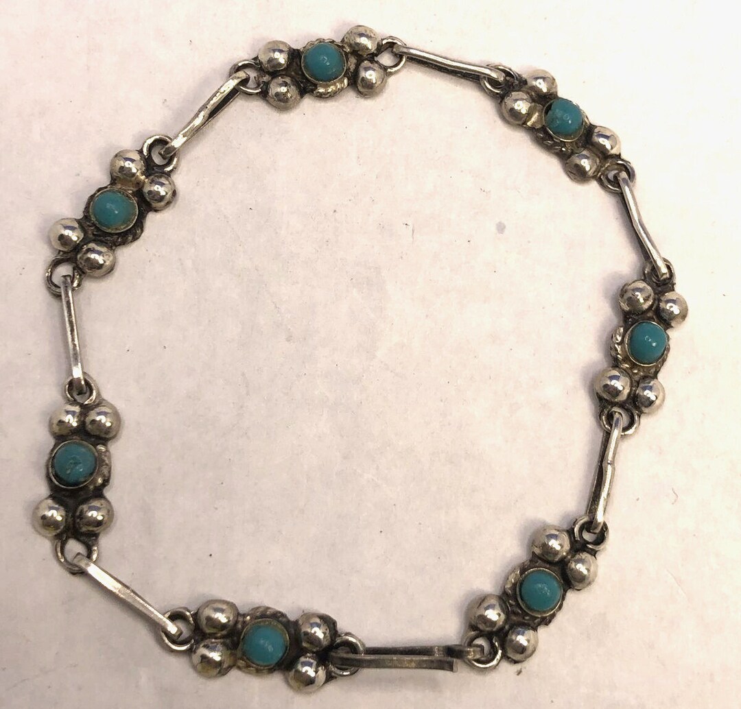 Vintage Native American Concho 925 Sterling Silver Turquoise Cabochon ...