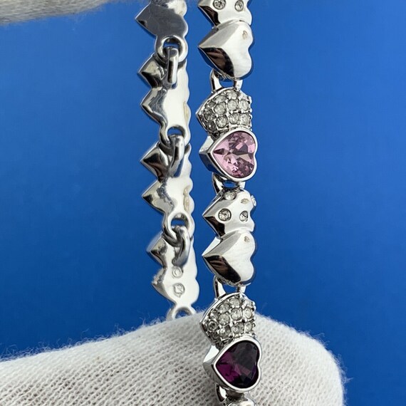 Swarovski Silver Toned Purple Pink Diamond Crystal He… - Gem