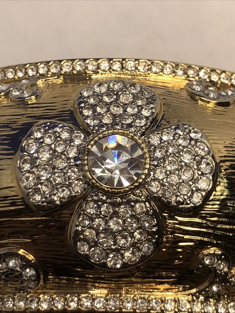 Designer Joan Boyce Gold Tone Sparkling CZ Double Hinged Statement Cuff ...
