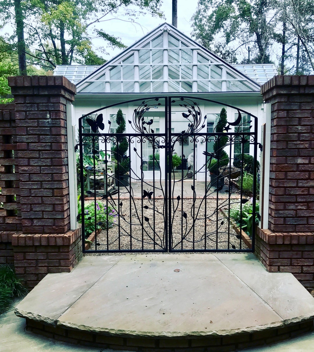 Handmade Double Iron Garden Gate: Woodland Ornament, Steel Vines - Etsy