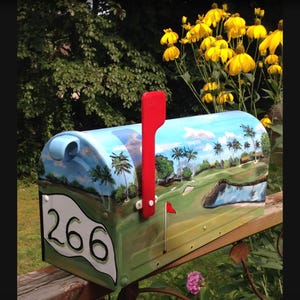 Golfers Mailbox, Hand Painted, Custom Address, Standard Size - Etsy