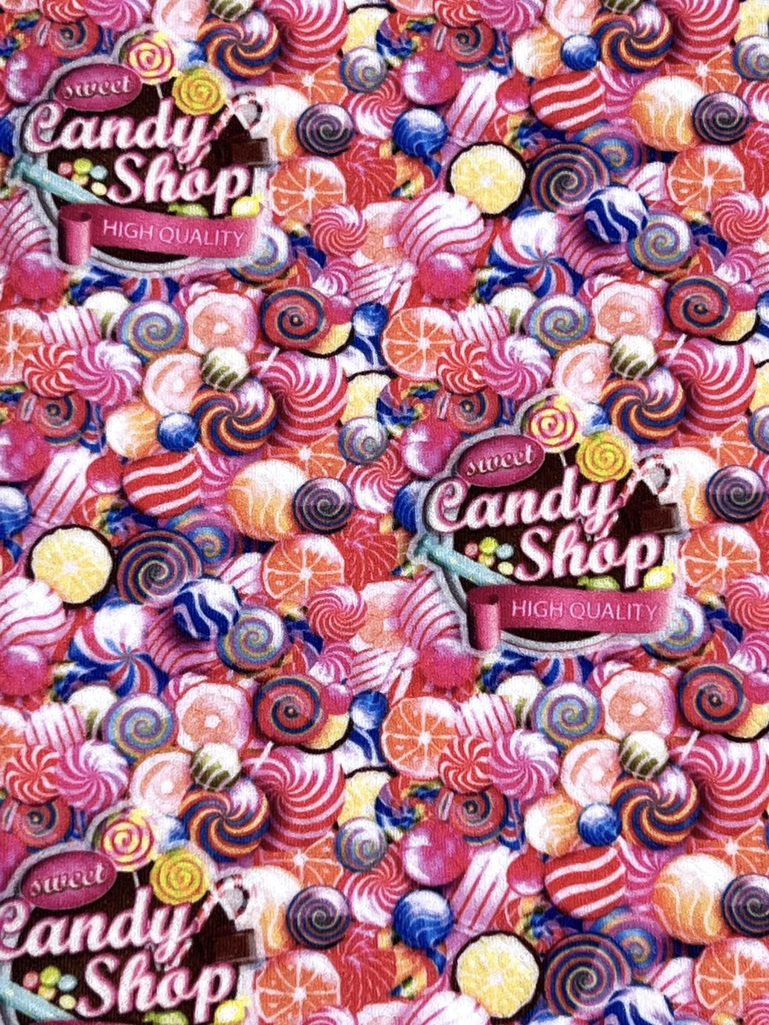 Sweet Candlicious Candy Shop Bullet Fabric, Bow Fabric, 2 Way Stretch ...