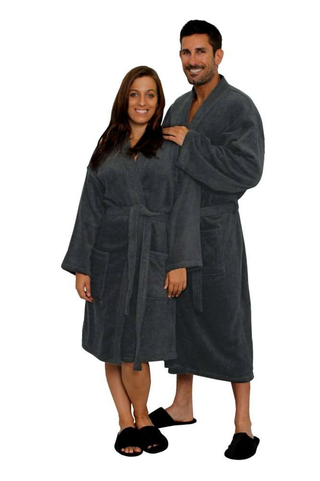 XXL Terry Kimono Robe | Personalized Robe | Charcoal Terry Bath Robe ...