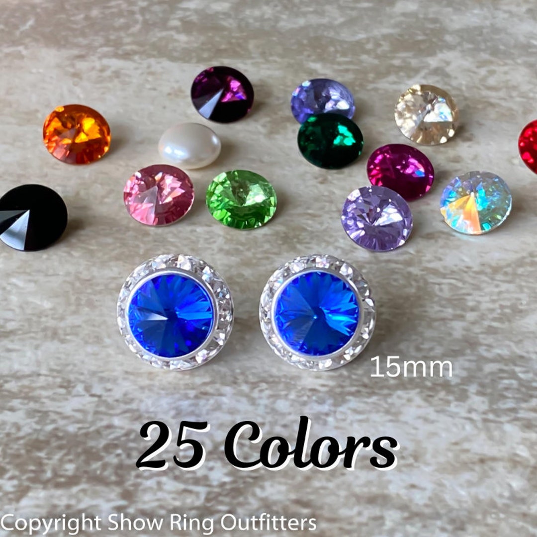 25 Colors, Austrian Crystal Earrings, 5/8" (15mm), Pierced, Silver or ...