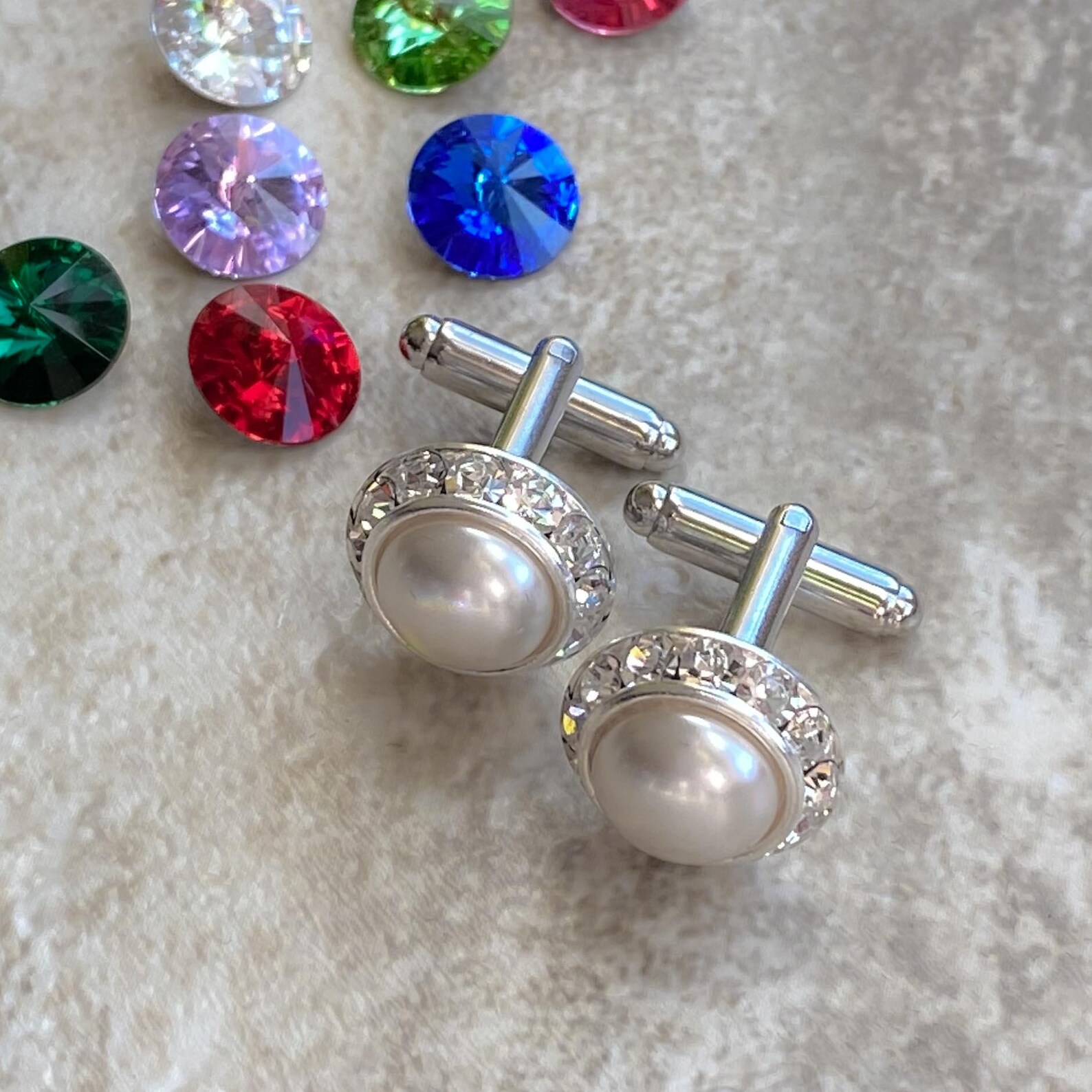 Crystal Cufflinks 25 Colors Silver or Gold Crystal Cuff - Etsy