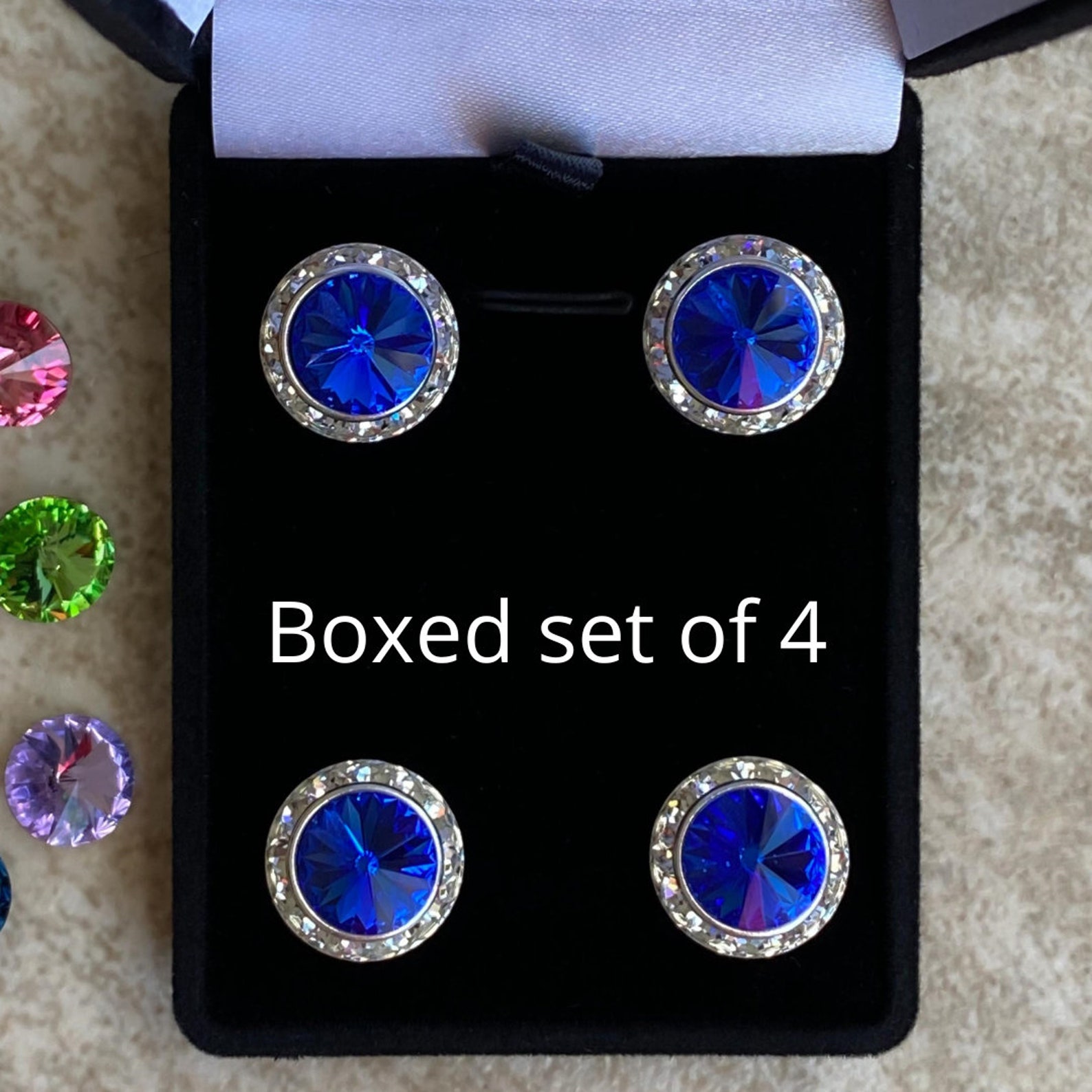 25 Colors Crystal Button Covers Faux Cuff Links Silver or - Etsy
