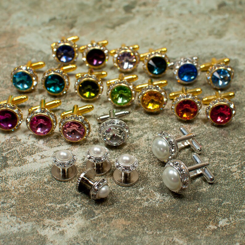 Crystal Cufflinks 25 Colors Silver or Gold Crystal Cuff | Etsy