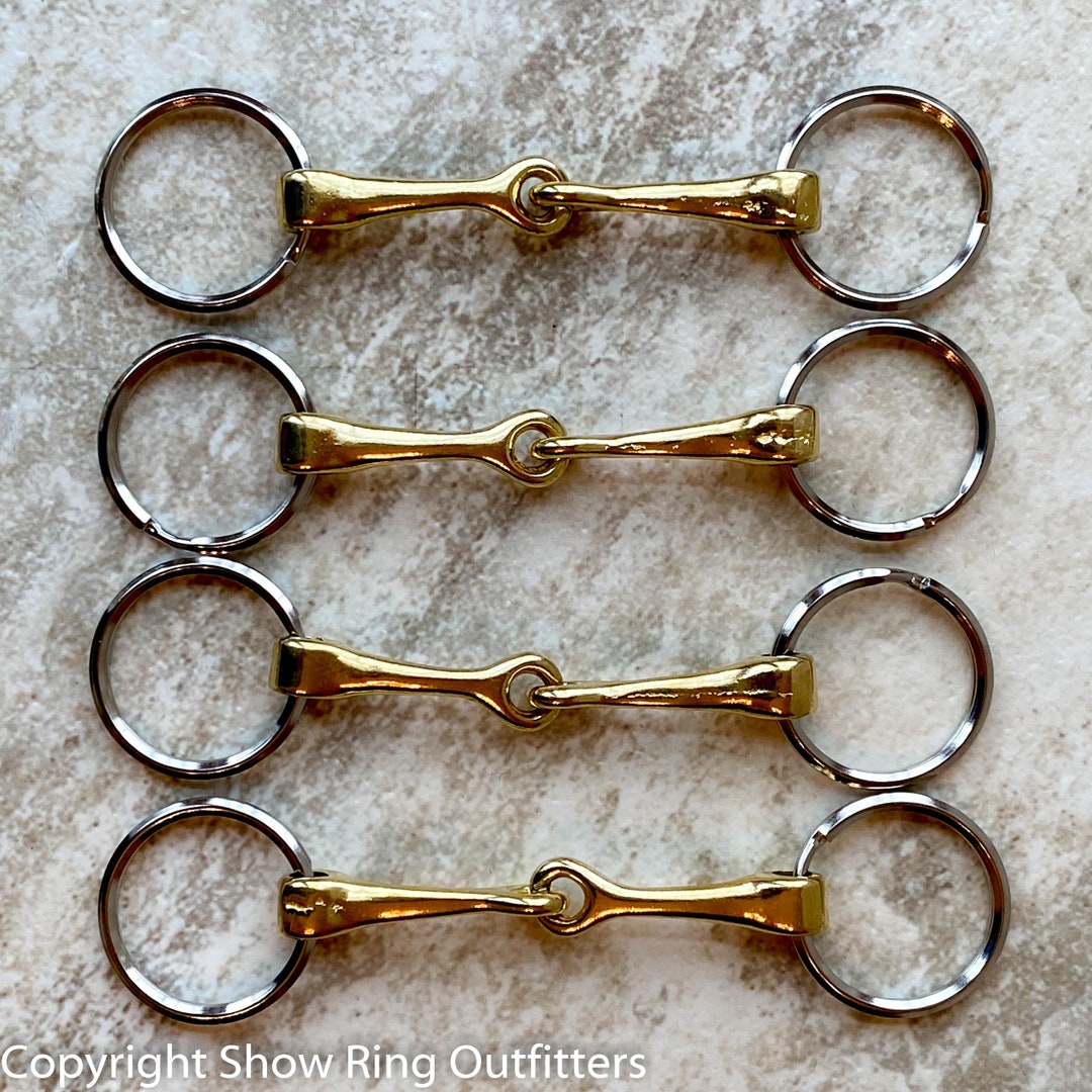 NQP Set of 4, Horse Bit Key Chain, Mini Brass Snaffle Bit, Craft Supply ...