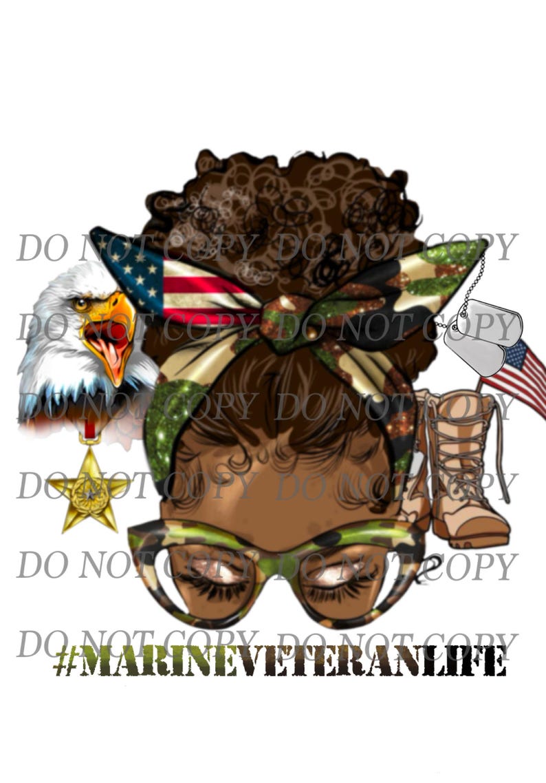 Messy Bun Marine Veteran Life Sublimation and PNG Digital Download - Etsy