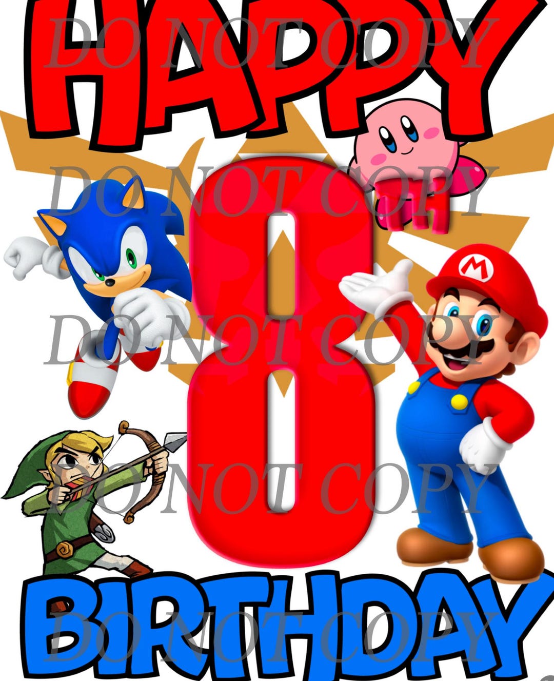 Happy 8th Birthday- Mario- Png - Etsy