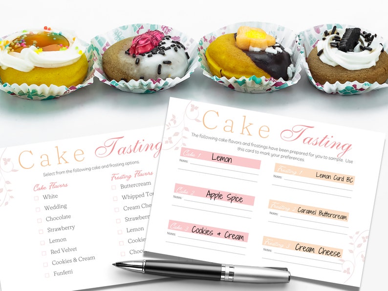 Cake Tasting Card, Wedding Cake Consultation Card, Printable PDF ...